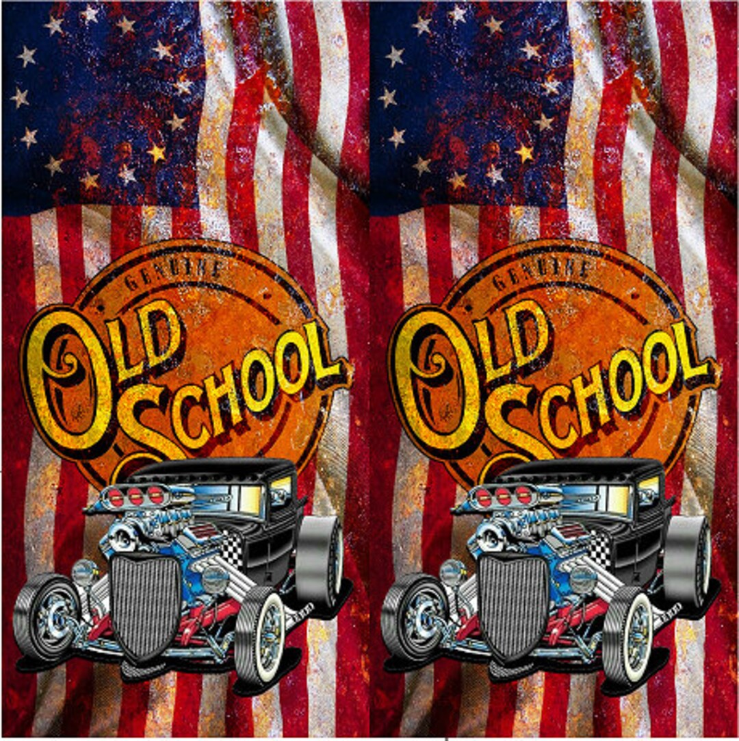 Laminated Old School Rat Rod American Flag Rusty Cornhole Boards Wrap ...