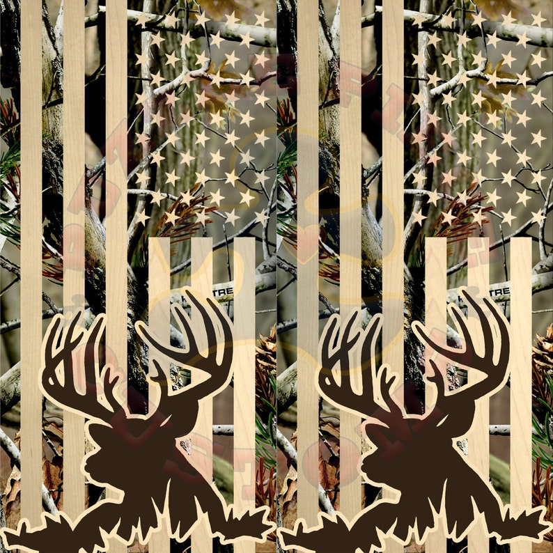 Laminated Camo Camouflaged Deer American Flag Cornhole Wrap Set - Etsy