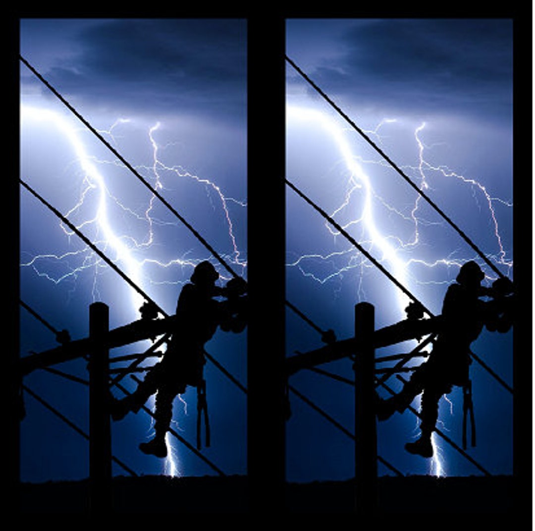 Laminated Lineman in Lightning Storm Cornhole Wrap Set - Etsy