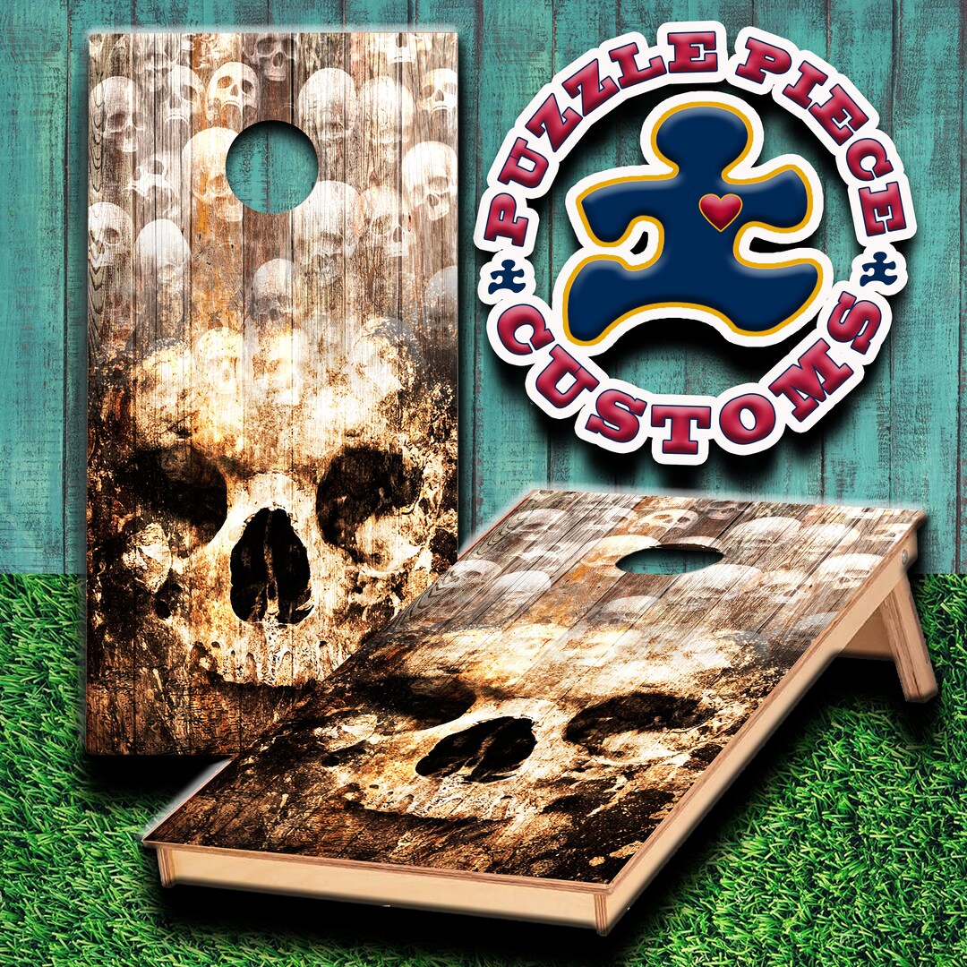 Laminated Rustic Wood Skull Cornhole Wraps - Etsy