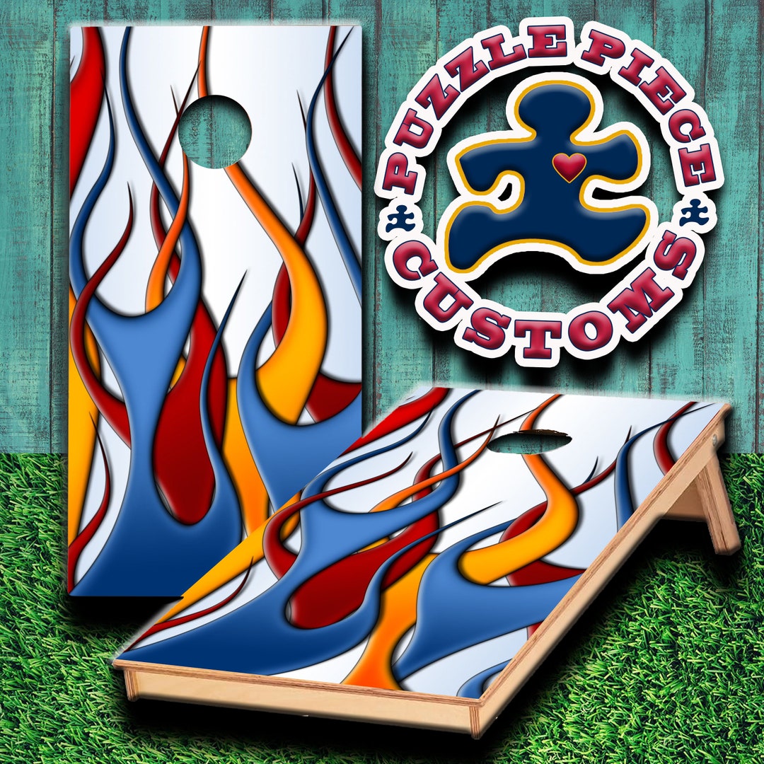 Laminated Old School Hot Rod Rat Rod Flames Cornhole Wrap Set - Etsy