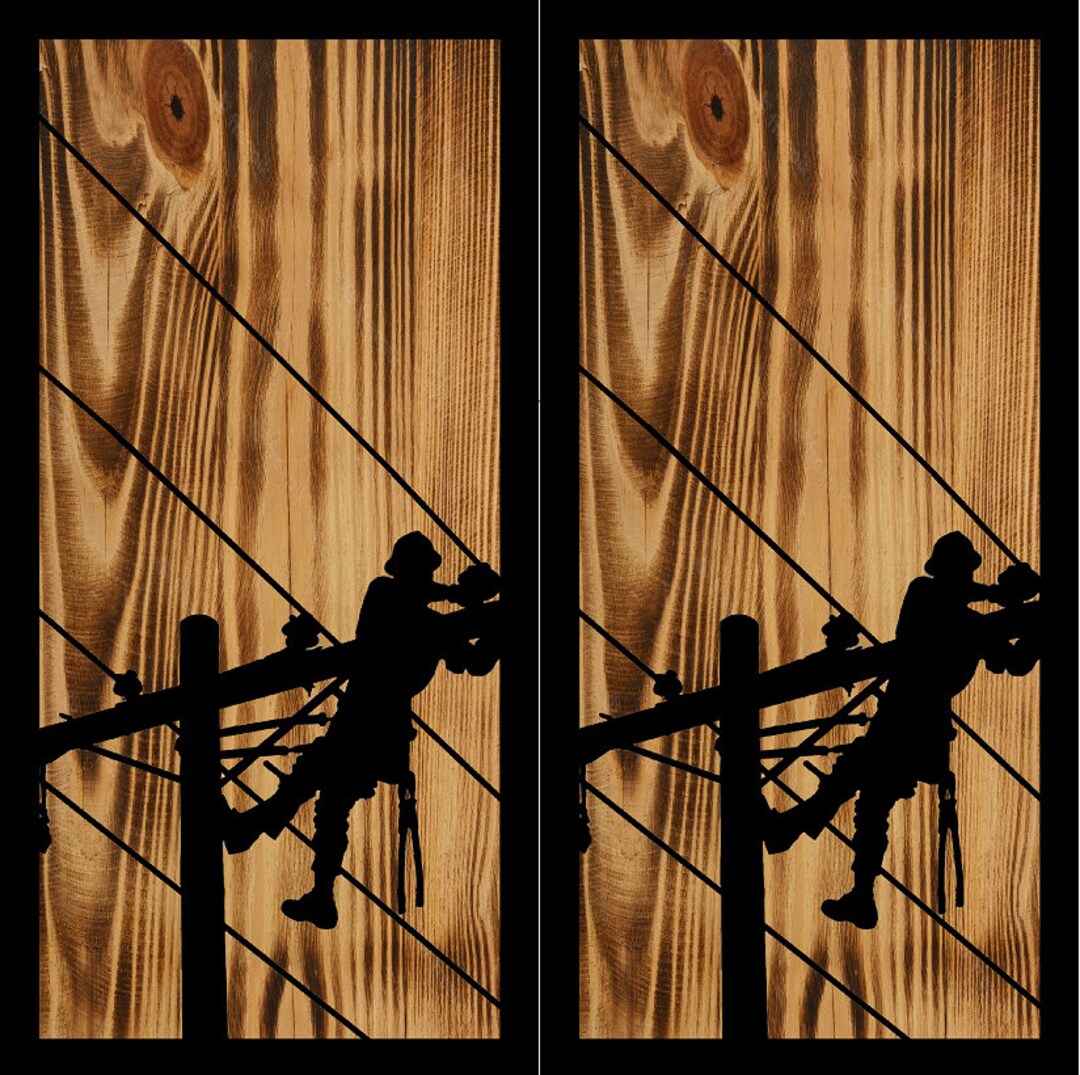 Laminated Lineman Wood Cornhole Wrap Set - Etsy