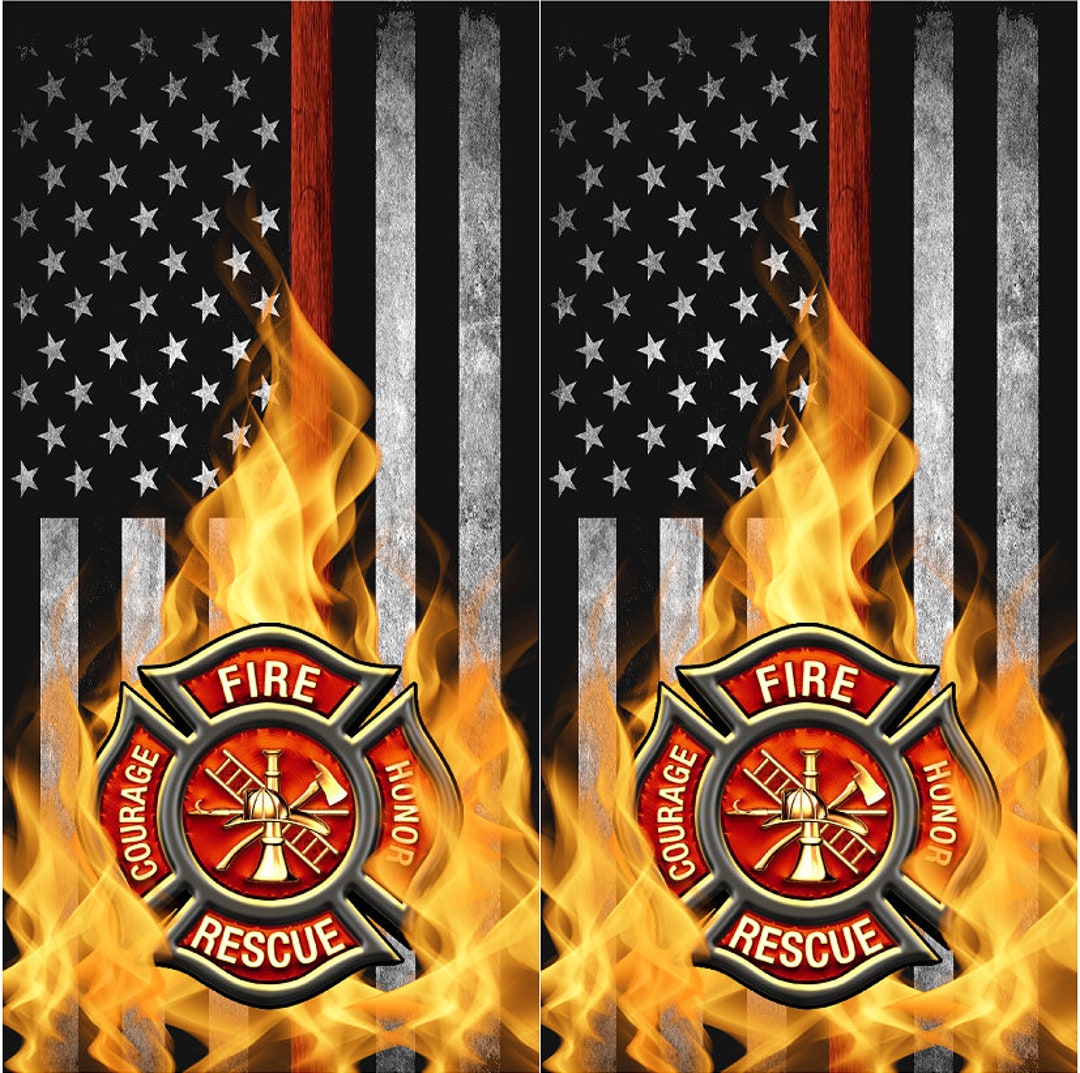 Fireman Logo Laminated Cornhole Wrap Set - Etsy