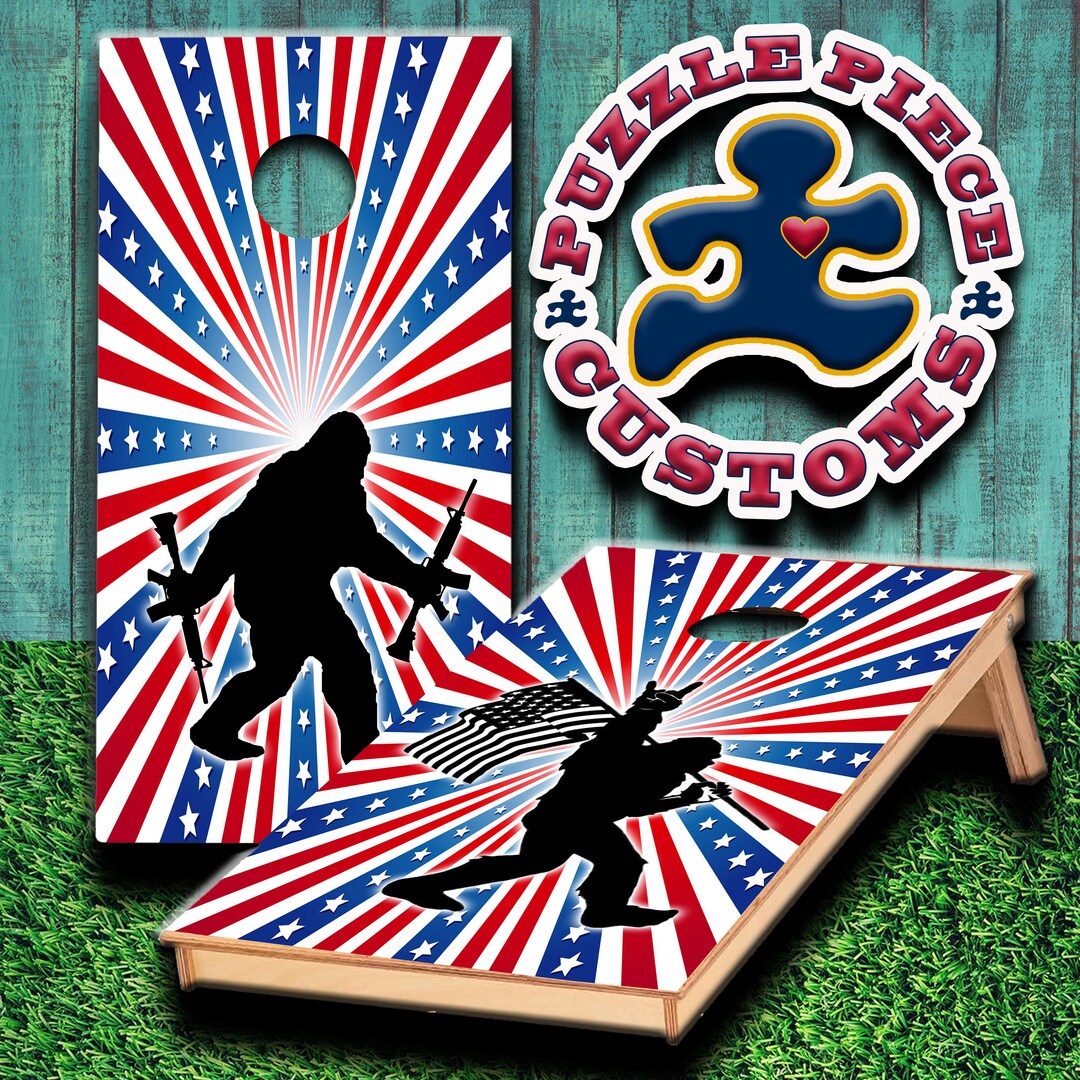 Bigfoot Guns and American Flag Cornhole Wrap Set. - Etsy