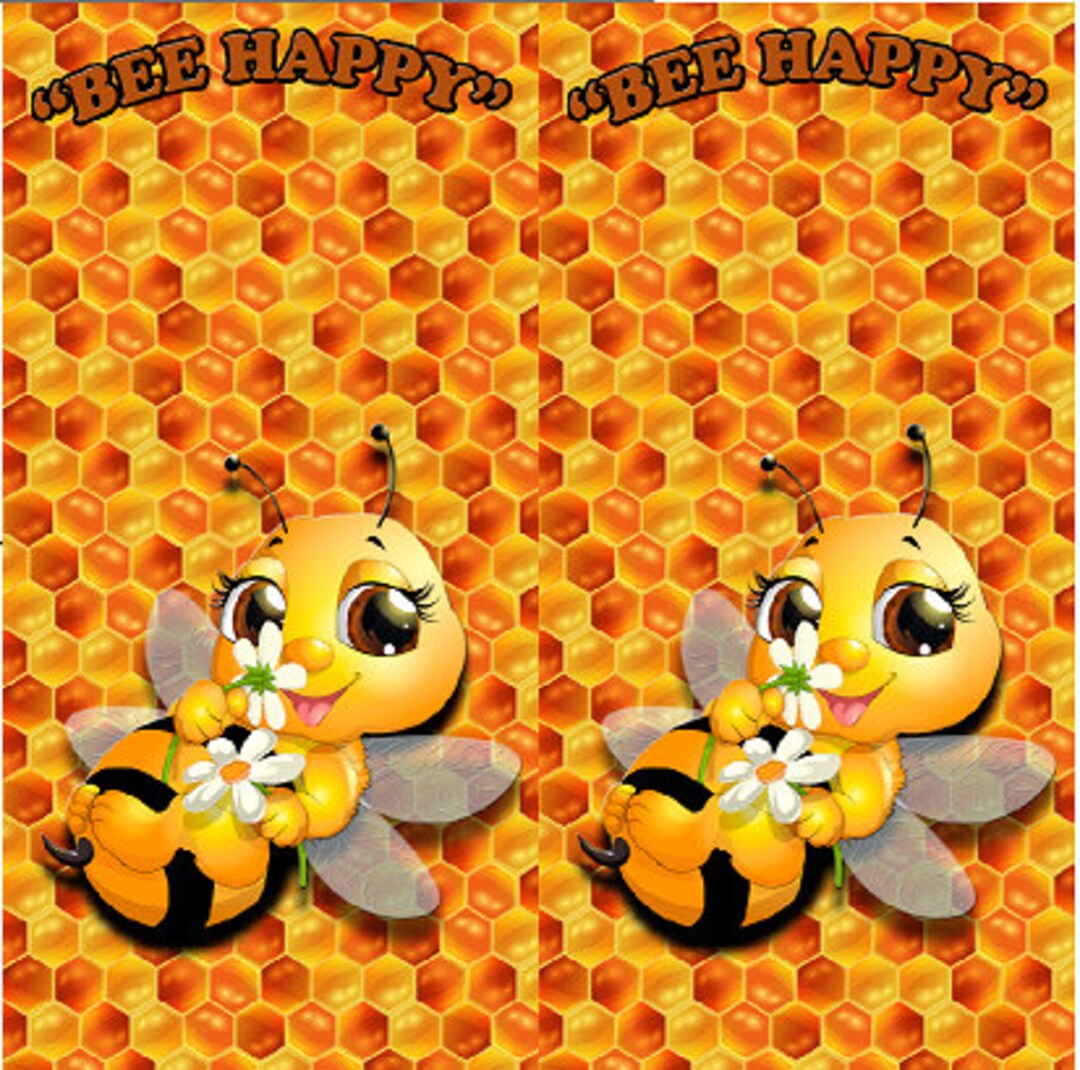Laminated Bee Happy Be Happy Honey Cornhole Wrap Set - Etsy