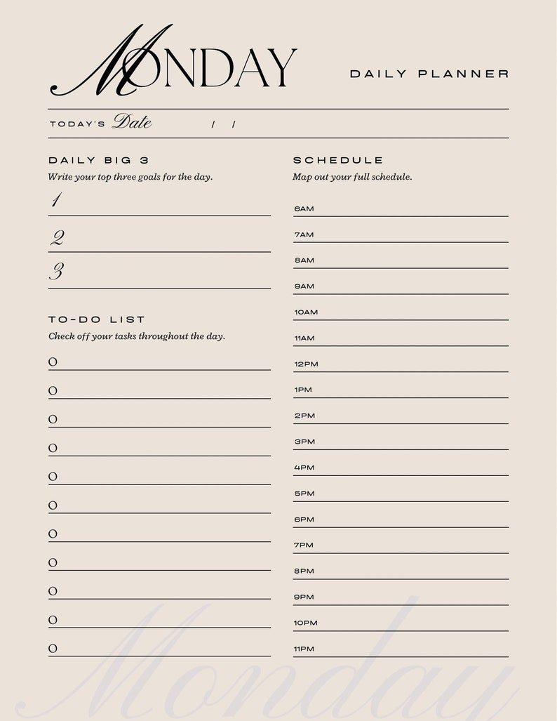 Aesthetic Daily Planner Digital Print - Etsy