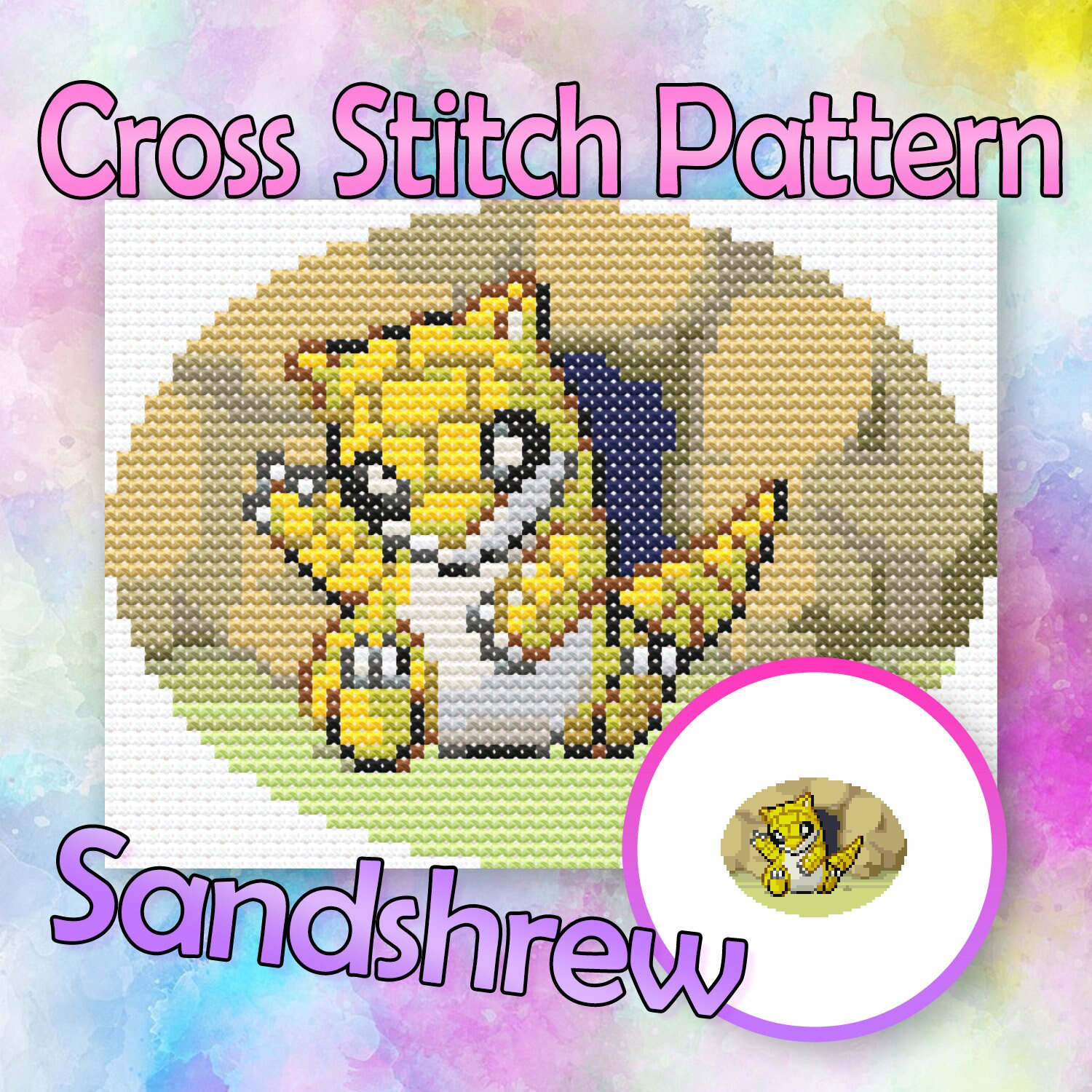 Pokemon Sandshrew Cross Stitch Pattern - Instant Download PDF! - Etsy