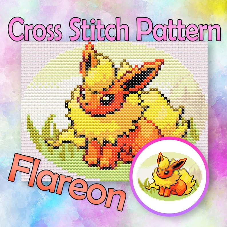 Flareon Cross Stitch Pattern - Instant Download PDF! - Etsy