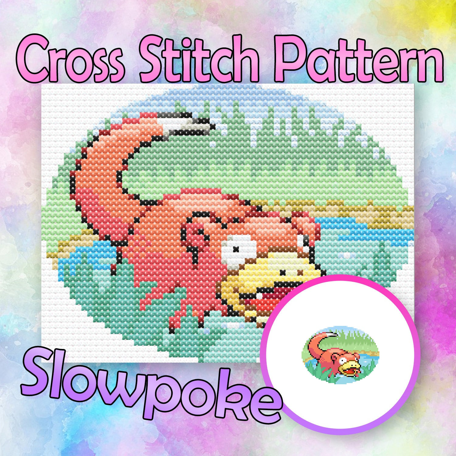 Pokemon Slowpoke Cross Stitch Pattern Instant Download PDF - Etsy