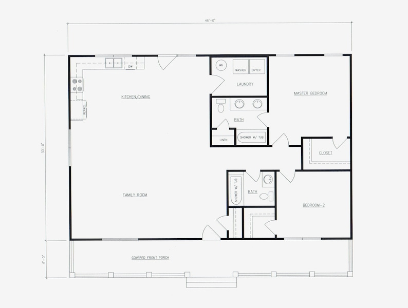 Simple Little 2 Bedroom 2 Bath Cabin. 1380 Square Feet With Open Floor ...