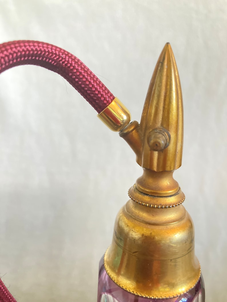 Antique Amethyst Bohemian Cut Glass Perfume Atomizer - Etsy