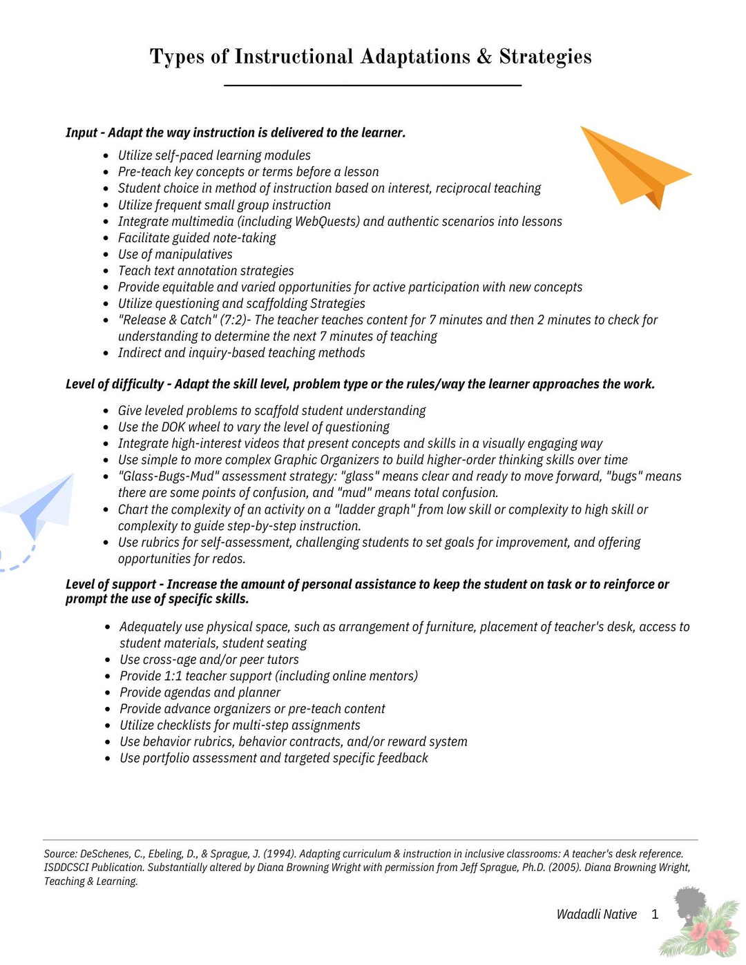 Types of Instructional Adaptations & Strategies Guide - Etsy