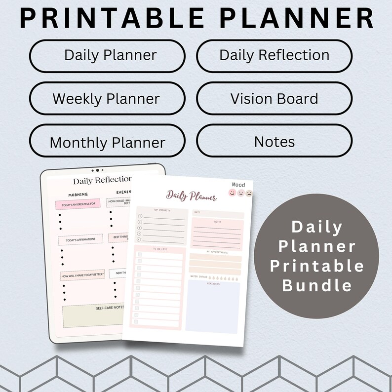 Pink Printable Daily Planner Printable Journal Gratitude Journal Daily ...