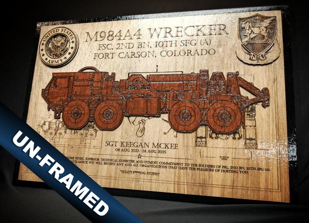 Custom TACTICAL VEHICLE Military Promotion Retirement Plaque Artwork ...