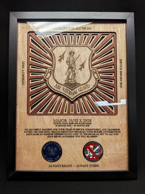 Custom Coin and Emblem Plaque Framed Promotion Retirement Plaque ...