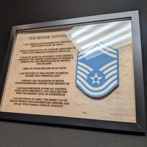 Air Force (E8) SENIOR Master Sergeant Smsgt SNCO Promotion Creed Framed ...