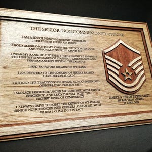 Air Force (E7) MASTER SERGEANT SNCO Promotion Creed Framed Art Plaque ...