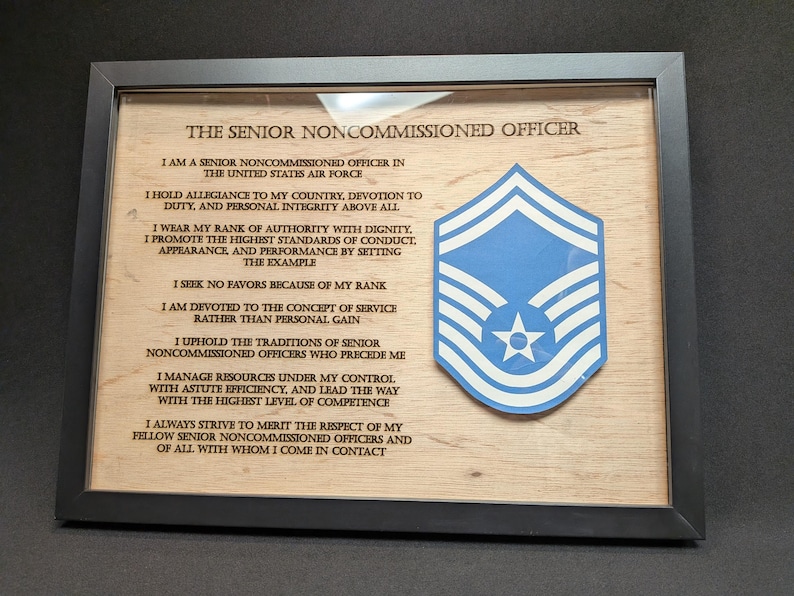 Air Force (E8) SENIOR Master Sergeant Smsgt SNCO Promotion Creed Framed ...