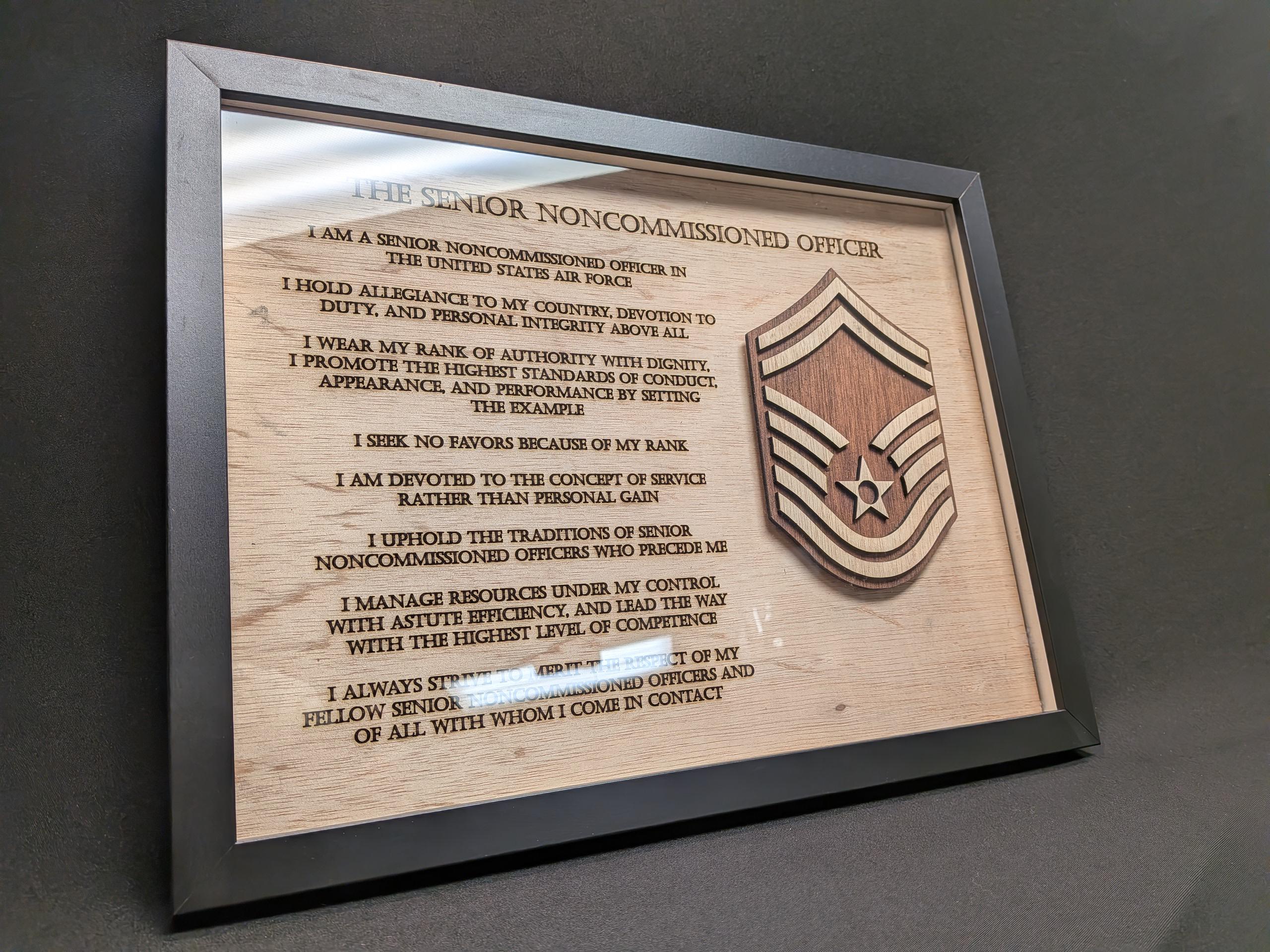 Air Force (E8) SENIOR Master Sergeant Smsgt SNCO Promotion Creed Framed ...