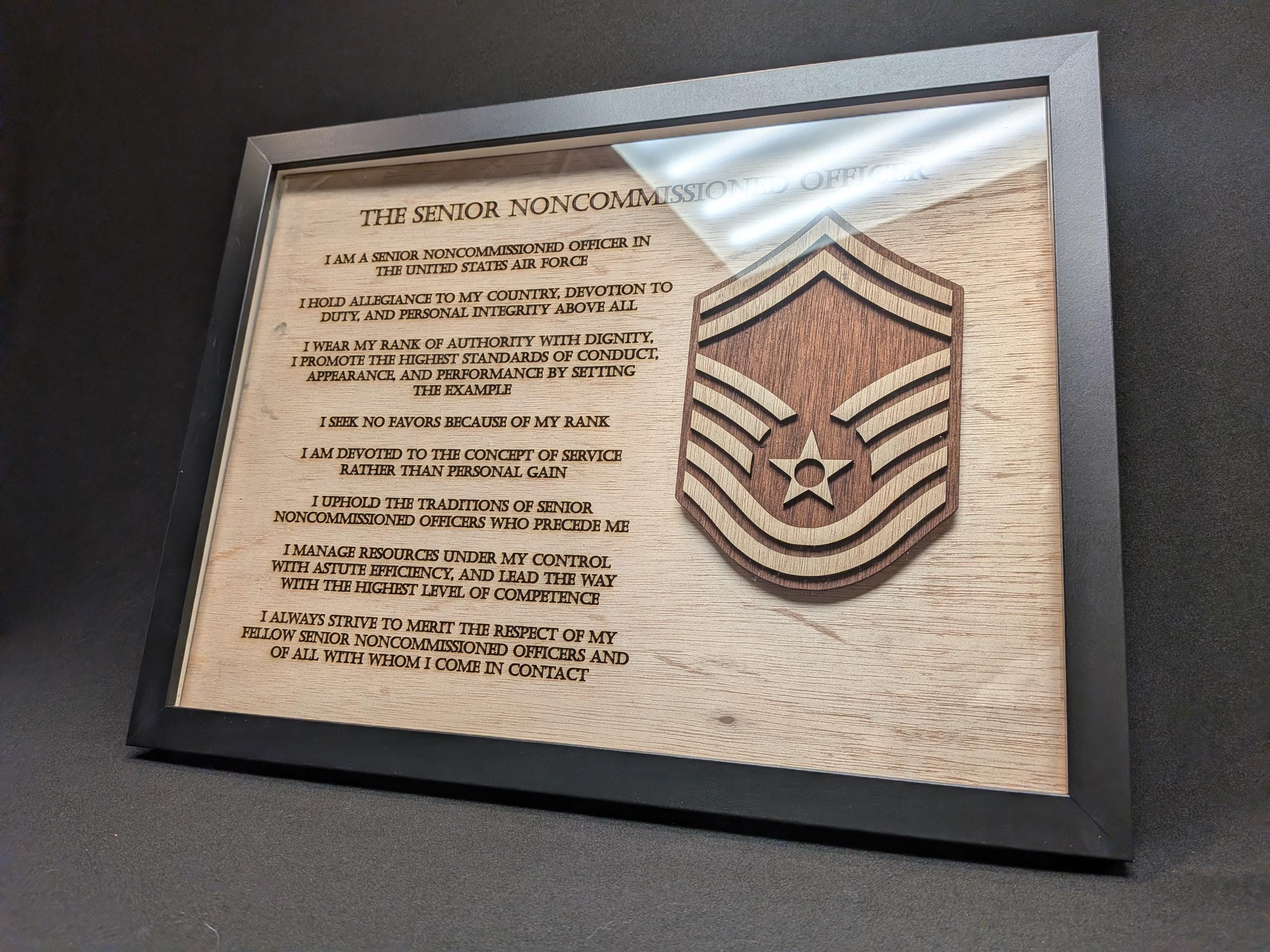Air Force (E8) SENIOR Master Sergeant Smsgt SNCO Promotion Creed Framed ...