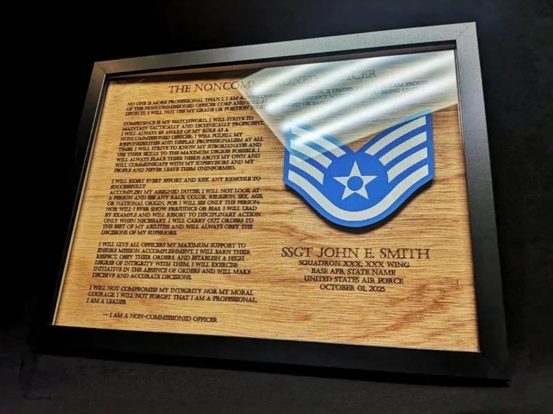 Air Force (E5) STAFF SERGEANT Ssgt Promotion Creed Framed Art Plaque - Etsy