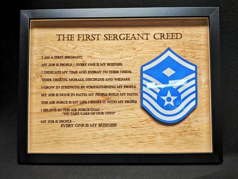 Air Force FIRST SERGEANT 1SGT (E7-E9) Creed Framed Art Plaque - Etsy