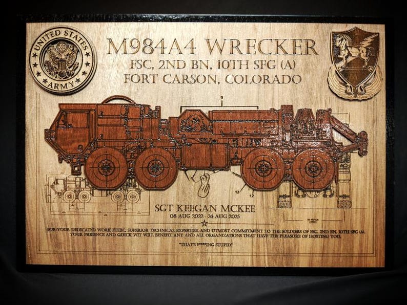 Custom TACTICAL VEHICLE Military Promotion Retirement Plaque Artwork ...