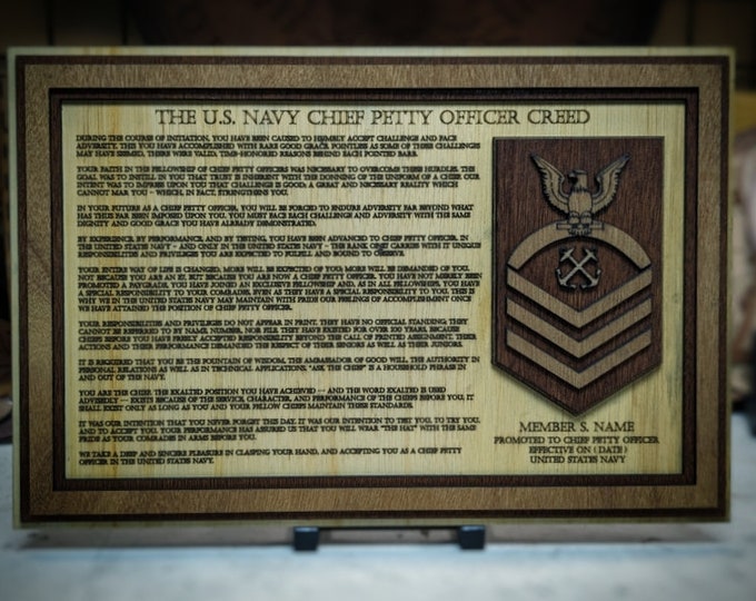 US Navy E7-E9 Chief Petty Officer Creed Promotion Plaque - Etsy