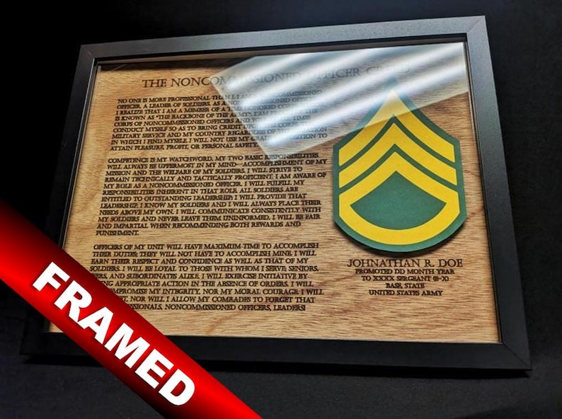Army (E6) STAFF SERGEANT NCO Creed Promotion Framed Art Plaque - Etsy ...