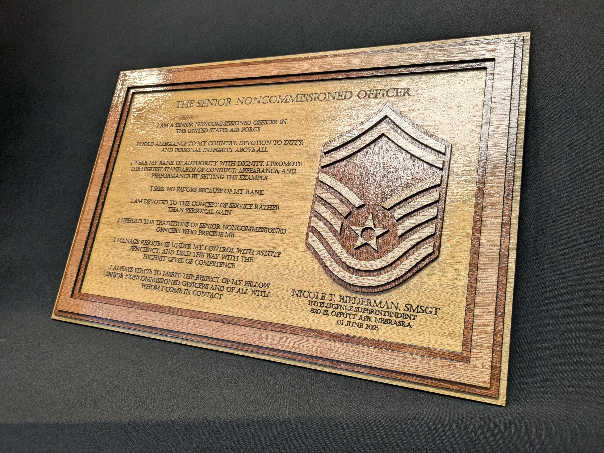 Air Force (E8) SENIOR Master Sergeant Smsgt SNCO Promotion Creed Framed ...