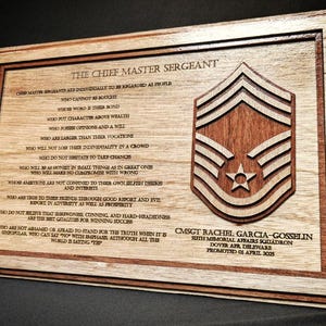 Air Force (E9) CHIEF Master Sergeant Cmsgt Promotion Creed Framed Art ...