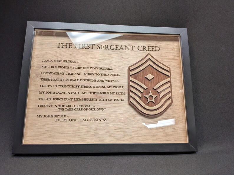 Air Force FIRST SERGEANT 1SGT (E7-E9) Creed Framed Art Plaque - Etsy