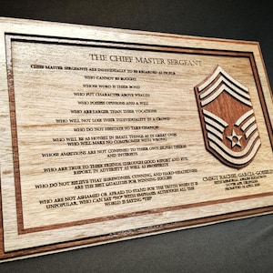 Air Force (E9) CHIEF Master Sergeant Cmsgt Promotion Creed Framed Art ...