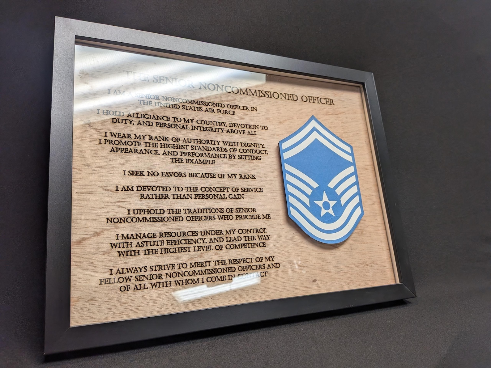 Air Force (E8) SENIOR Master Sergeant Smsgt SNCO Promotion Creed Framed ...