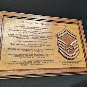 Air Force (E8) SENIOR Master Sergeant Smsgt SNCO Promotion Creed Framed ...