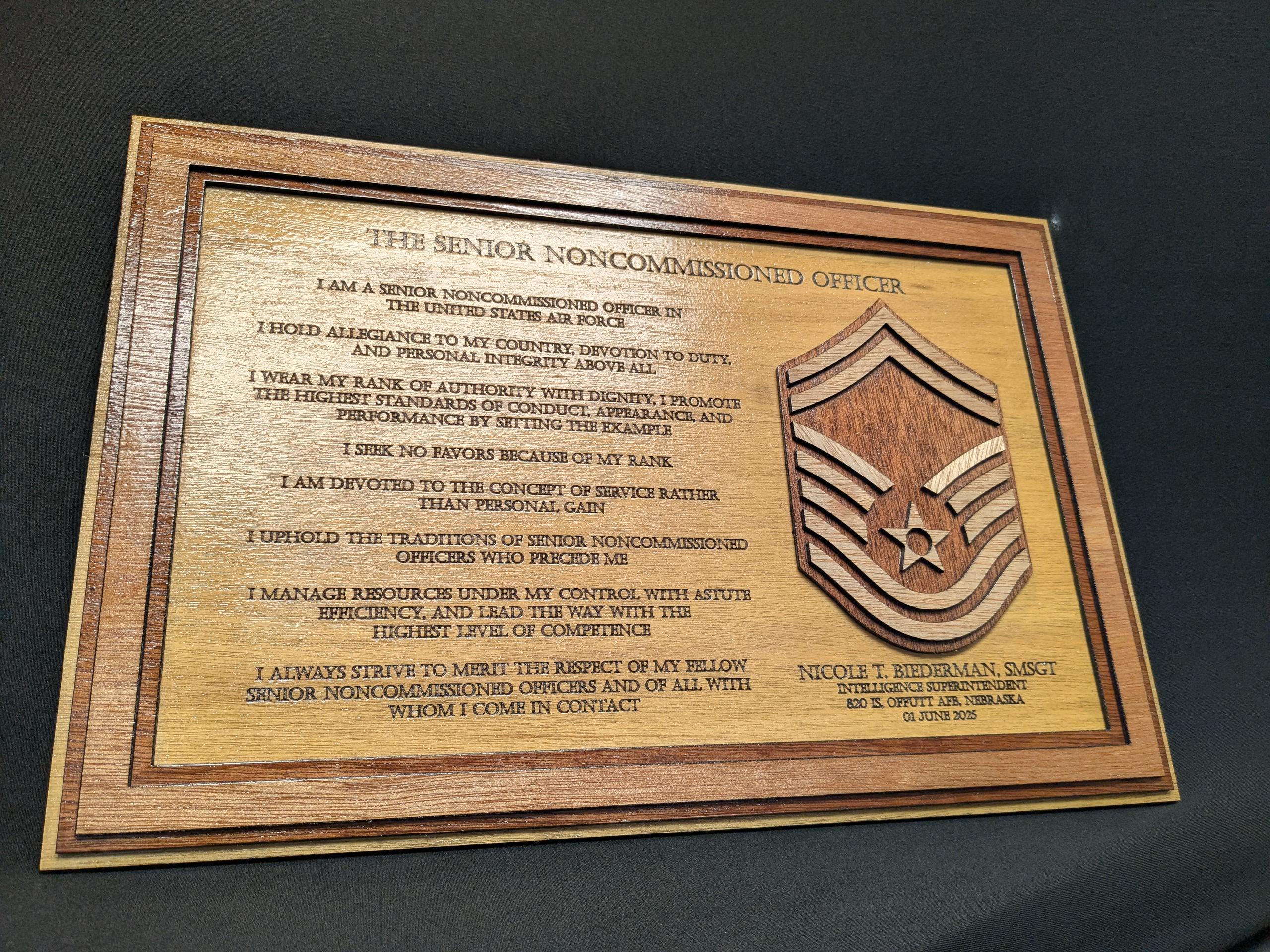 Air Force (E8) SENIOR Master Sergeant Smsgt SNCO Promotion Creed Framed ...