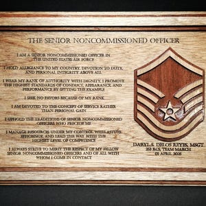 Air Force (E7) MASTER SERGEANT SNCO Promotion Creed Framed Art Plaque ...