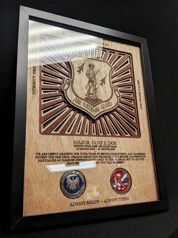 Custom Coin and Emblem Plaque Framed Promotion Retirement Plaque ...