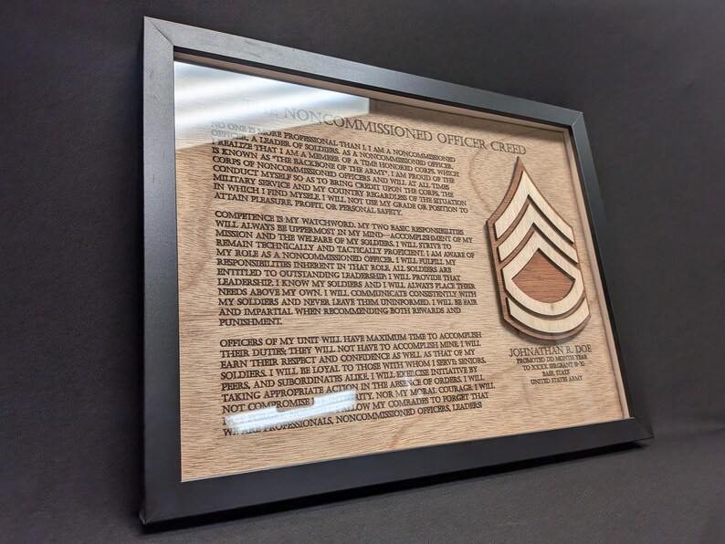 Army (E7) Sergeant First Class NCO Promotion Creed Framed Art Plaque - Etsy