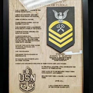 US Navy (E7-E9) Chief Petty Officer CPO Promotion Creed Framed Art ...