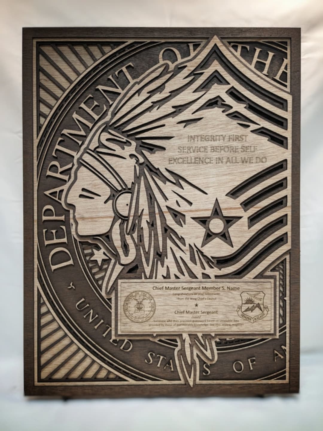 Air Force E9 chief Master Sergeant Plaque male - Etsy