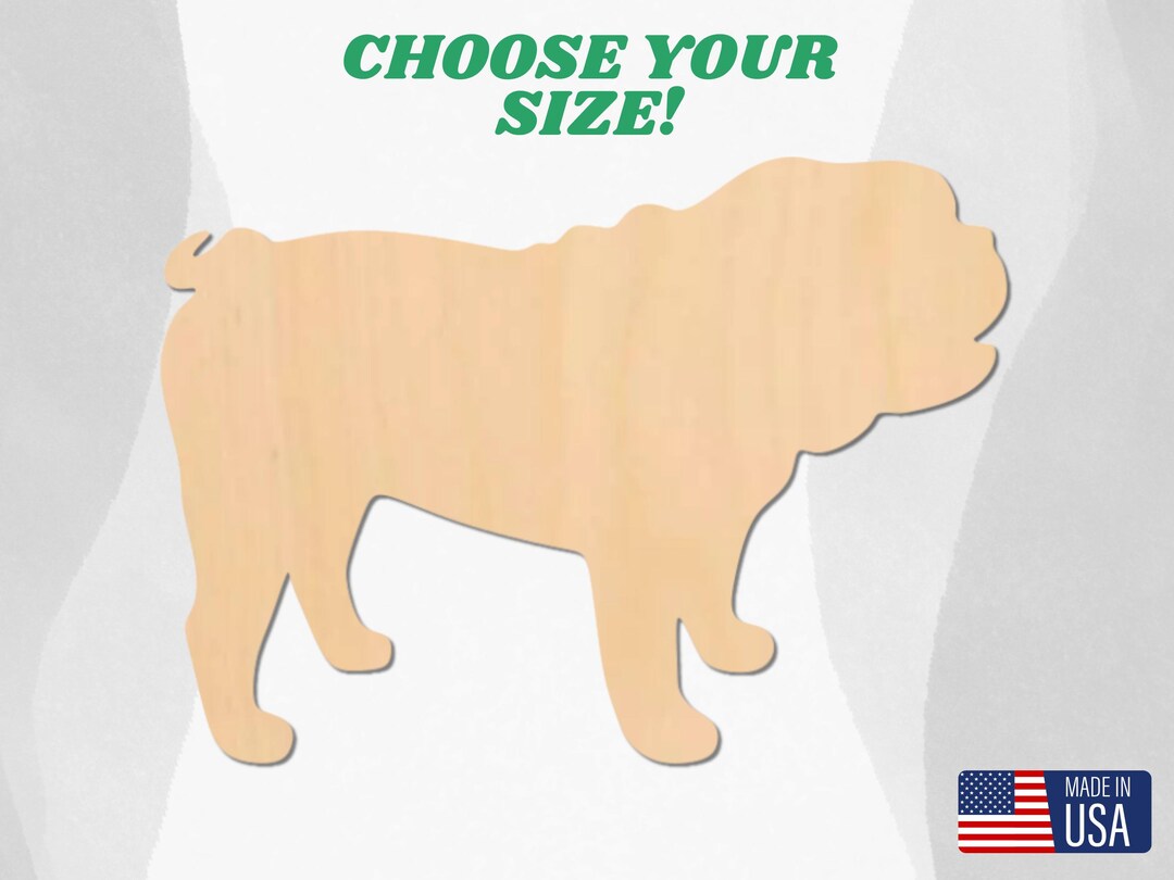 Unfinished Bulldog Wood Blank | Bulldog Wood Cutout Shape | Laser Cut ...