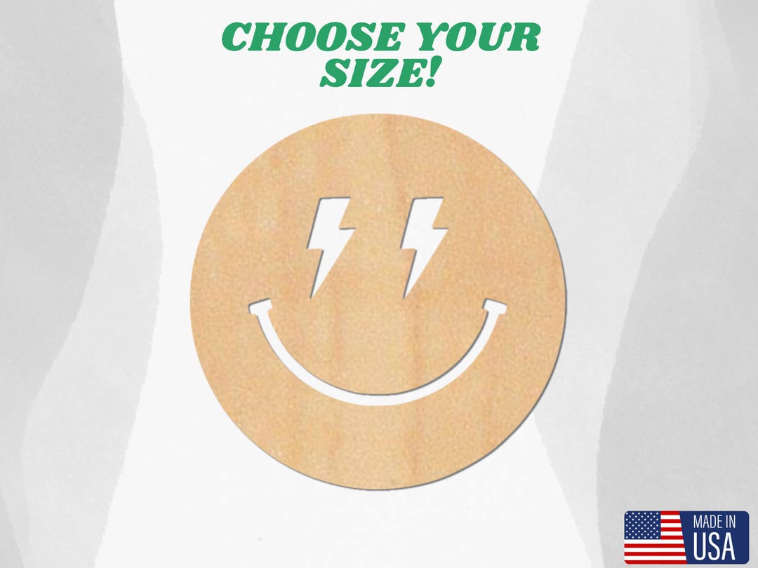 Unfinished Wooden Happy Face Lightening Eyes Blank | Happy Face Craft ...