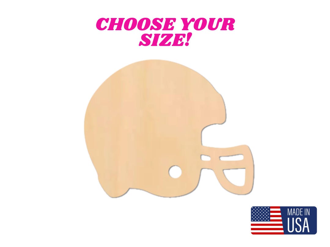 Unfinished Wooden Football Helmet Shape Football Helmet Cutout Craft ...