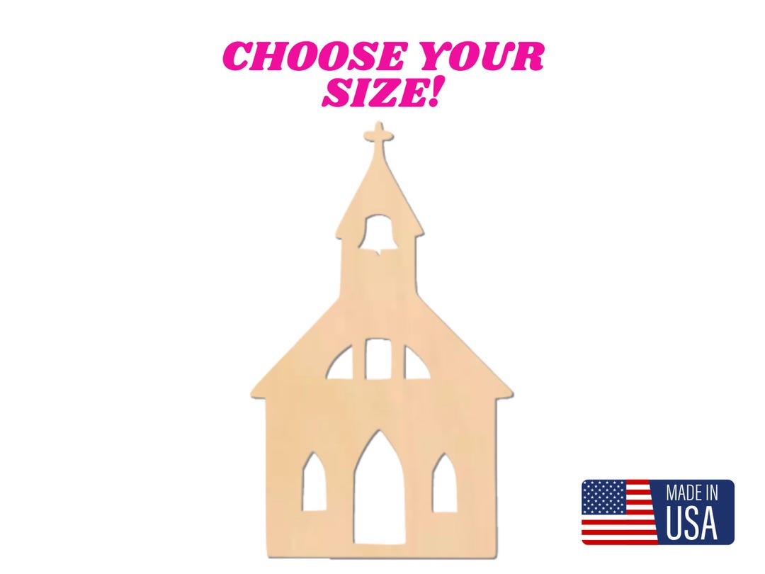 Unfinished Wooden Church Shape | Church Blank Cutout | Church | Craft ...