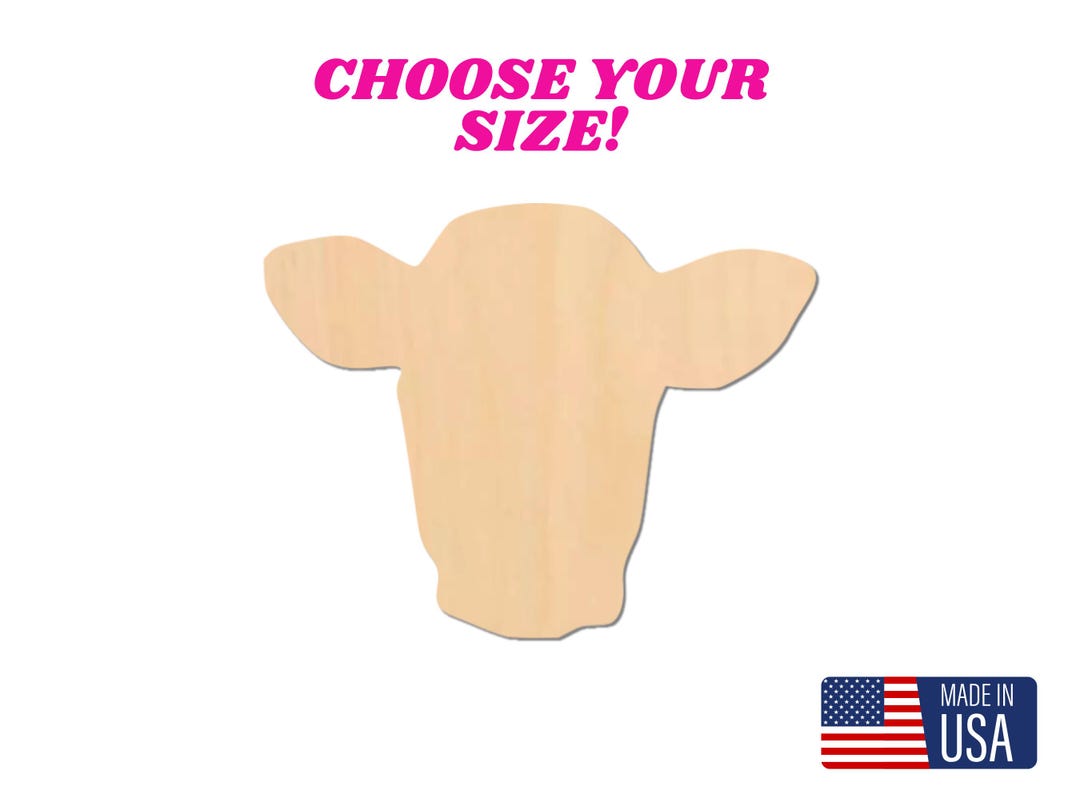 Unfinished Wooden Steer Cow Head Shape | Cow Head Wood Cutout Shape ...