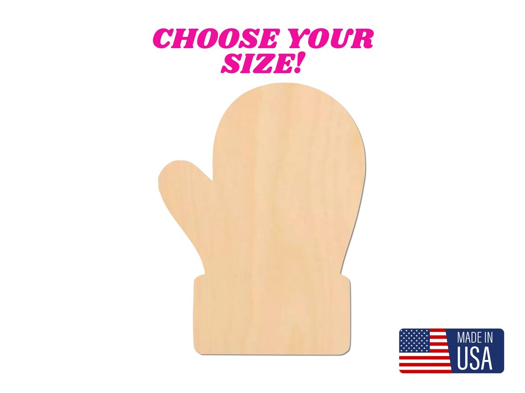 Unfinished Wooden Mitten Shape 02 | Winter Mitten Cutout | Craft ...