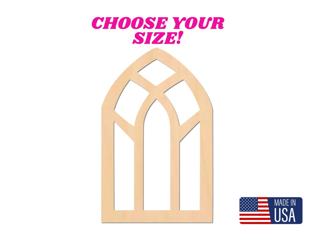 Unfinished Wooden Window Shape | Cathedral Church Window Blank Cutout ...