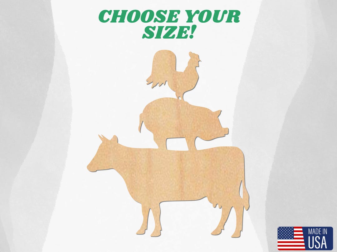 Unfinished Wooden Cow Pig Chicken Wood Blank | Cow Pig Chicken Wood ...