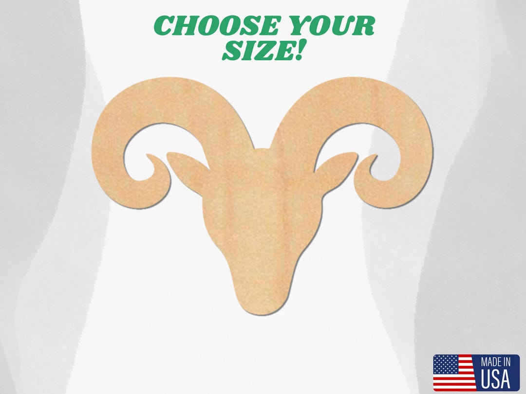 Unfinished Wooden Ram Head Shape | Wooden Ram Head Cutout Shape | Laser ...